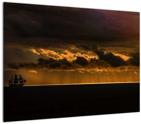 Obraz plachetnice v západu slunce (70x50 cm)