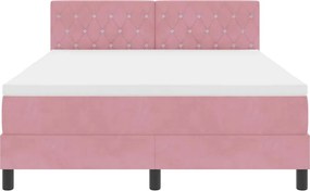 Postel s boxspringem s matrací s čelo Růžová 140 x 190 cm samet 3339109