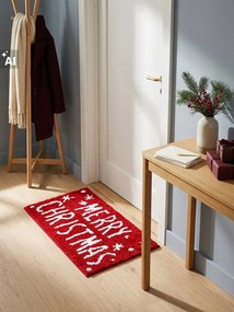 Sinsay - Vánoční koupelnová předložka s nápisem Merry Christmas - červená