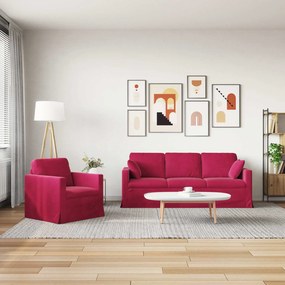 Set pohovek 2 ks Víno Červené samet 3407600