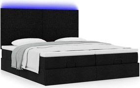 Osmanský rám postele s matrací černý 200x200cm textil 3314529