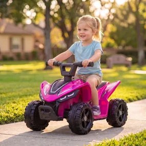 AIYAPLAY Dětské elektrické čtyřkolky 6V, dětská čtyřkolka s lithium-akumulátorem, funkce vpřed, ovládání tlačítkem na řídítkách, 1,5-2 roky, světle č…