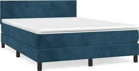 Box spring postel s matrací tmavě modrá 140x200 cm samet 3141189