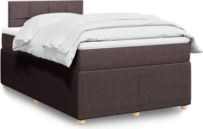 Box Spring Postel S Matrací Textil Tmavě Hnědá Blok se čtverci 120 x 190