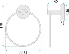 Držák na ručníky - kruh REA MODERN RING 6610 titan