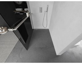Mexen Kioto+ L, sprchová zástěna Walk-In s poličkou a věšákem 100 x 200 cm, 8mm šedé sklo, broušená ocel profil, 800-100-123-97-40