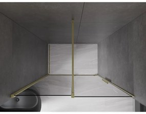Mexen Velar, posuvné sprchové dveře do otvoru 130 cm, 8mm šedé sklo, zlatá matná, 871-130-000-41-55