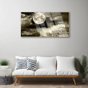 Obraz na skle Noc Měsíc Krajina 125x50 cm