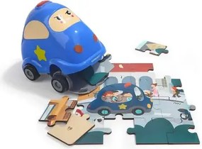 TOP BRIGHT Dřevěné puzzle s hračkou Policejní auto / 24 dílků