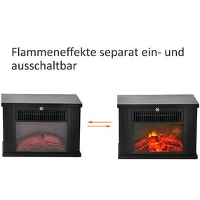 HOMCOM Elektrický krb s topením, elektrický krb s LED efektem plamene, 600/1200 W dekorativní krb, elektrický krb, černý