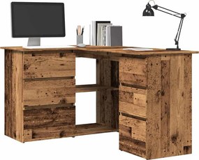 vidaXL Rohový psací stůl 145 x 100 x 76 cm dřevotříska [801092] Barva: Staré dřevo