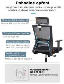 Kancelářská ergonomická židle JERRY — černá, nosnost 150 kg