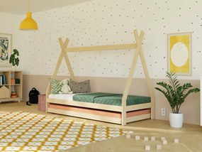 Benlemi Rostoucí dětská postel SWITCH 2v1 ve tvaru teepee s přistýlkou Zvolte barvu: Béžová, Zvolte rozměr: 90x160 cm