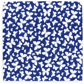 Biante Bavlněný šátek Sandra SA-376 Bílí motýlci na modrém 45 x 45 cm