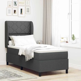 Postel s boxspringem s čelo Tmavě šedá 80 x 200 cm textil 3340593