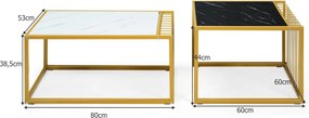 Costway 2 x odkládací stolek set hnízdící stolky mramorový moderní hnízdící