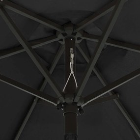Zahradní slunečník s LED osvětlením černý 200 x 211 cm hliník 313563
