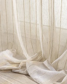 Závěs s tunýlkem a volánkem barva béžová látka poloprůhledná, pletený vzor, vzorované