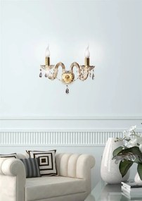 Zlaté křišťálové nástěnné svítidlo Maria Teresa pro žárovku 2x E14  - Candellux