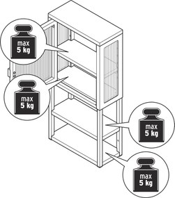 Tchibo - Nástěnná skříňka se skleněnými dvířky - barva: černá