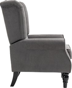 HOMCOM křeslo polohovatelné křídlo s čalouněním, dřevěné nohy, polyester, tmavě šedá, 74x86x102cm, do obývacího pokoje a ložnice