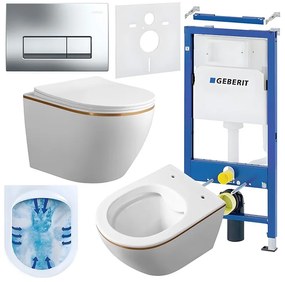 BPS-koupelny Podomítkový modul Geberit DuoFix s WC mísou MU-WH-GL-RIM-03 + ovládací tlačítko Delta 50 chrom
