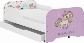 Wooden Toys Dětská postel MIKI 140x70 Růžový jednorožec