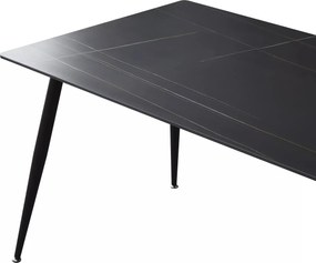 Jídelní stůl Rion 130 cm keramika černý mramor/černý