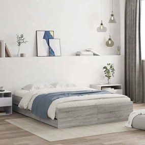 vidaXL Rám postele se zásuvkami 140 x 200 cm kompozitní dřevo [3207278] Barva: Betonová šedá