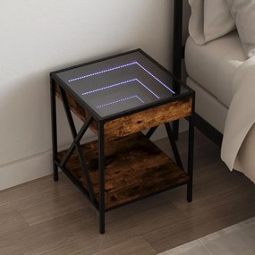 Noční stolek s Infinity LED kouřový dub 40 x 40 x 49 cm