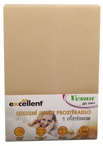 Vesna | Luxusní prostěradlo JERSEY EXCELLENT s elastanem béžové 90x200 cm