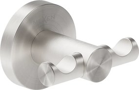 Mexen Ovio, nástěnný dvojitý háček na ručníky, broušená ocel, 70A19512-97