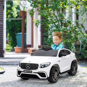 HOMCOM 12V Mercedes-Benz AMG GLC63S COUPE dětské elektrické autíčko s dálkovým ovládáním a bezpečnostním pásem, 2 x 35W motory, bílé 115 x 70 x 55 cm…