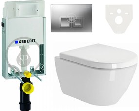 AKCE/SET/LIVERO Geberit - Předstěnová instalace pro závěsné WC, výška 1,08 m s tlačítkem Delta50, matná chrom + PURA závěsná WC mísa, Swirlflush, 55x…