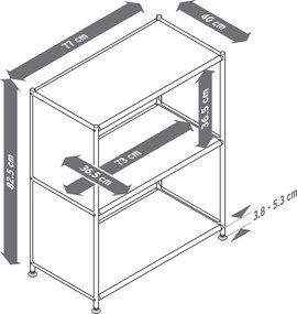 Tchibo - Kovový regál »Cn3« se 2 policemi - barva: bílá