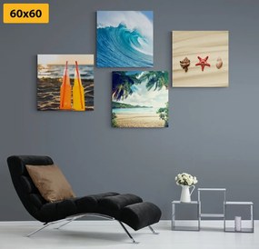 Set obrazů dovolená u moře - 4x 40x40 cm