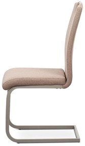 Jídelní židle, potah krémová látka, bílé prošití, kovová podnož, lanýžový lak - DCL-612 CRM2