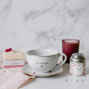 Bella Rose Porcelánový hrnek Si moje ♥ 300 ml - SK, bílá barva, zlatá barva, porcelán