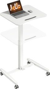 HOMCOM výškově nastavitelný stojací stůl 75–114 cm — mobilní stolík na notebook s naklápěcí deskou, bezpečnostní zarážkou, ocelovým rámem, pneumatické