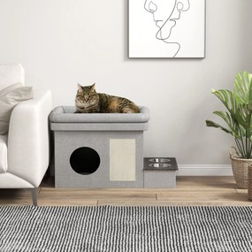 PawHut Sada misek z nerezové oceli 2 misky pro psy a kočky do 8 kg, polyesterová šedá 78x48x49,5 cm, protiskluzová a snadno se čistí |