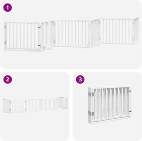 Zábrana pro psy s dvířky skládací 6 panelů bílá 480 cm topol 3155561
