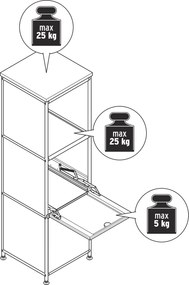 Tchibo - Úzká kovová komoda »Cn3« s dřevěnou deskou a 2 výklopnými dvířky - barva: bílá