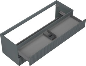 Mexen Rivel, koupelnová skříňka pod umyvadlo 140 cm, 2 zásuvky, drážkovaná, grafitová matná, 91A20-14047-2-BFF66