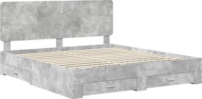 Rám postele s čelo Betonově šedá 200 x 200 cm Kompozitní dřevo 3412745