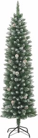 Umělý štíhlý vánoční strom Zelená a bílá 210 cm 3395307