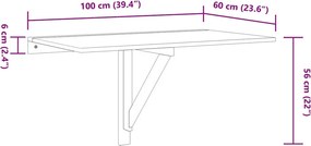 vidaXL Nástěnný sklápěcí stůl 100x60x56 cm kompozitní dřevo [243054] Barva: hnědý dub
