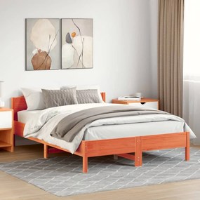 Postel bez matrace voskově hnědá 150 x 200 cm masivní borovice 3216199