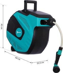 DURHAND nástěnný hadicový naviják 15 m s multifunkční sprchou otočný o 180° ochrana proti mrazu -5 až 45 °C plast zelená černá | Aosom.de
