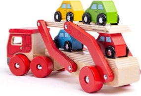 Bigjigs Toys Dřevěný kamion s auty