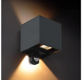 Brilagi - LED Venkovní nástěnné svítidlo se senzorem CUBE LED/6W/230V antracit